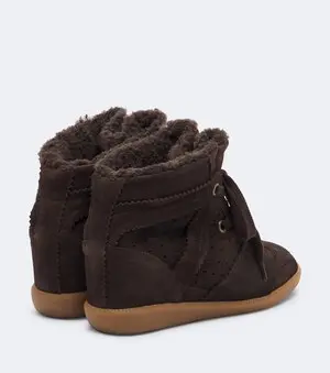 Isabel Marant Étoile Bobby Shearling-lined Suede Wedge Sneakers
