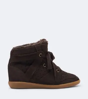 Isabel Marant Étoile Bobby Shearling-lined Suede Wedge Sneakers