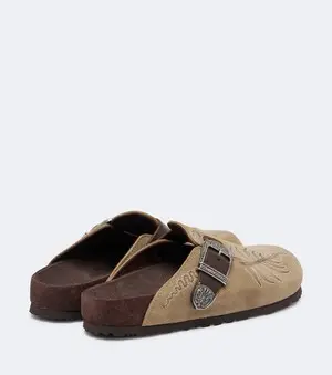 Etro X Birkenstock Boston Embroidered Suede Clogs - Beige