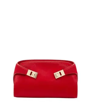 FERRAGAMO Hug Small Calf Hair Clutch - Red