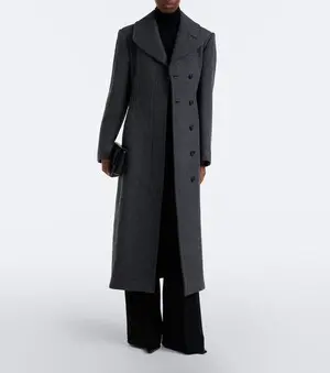 Sportmax Belted Herringbone Virgin Wool Coat