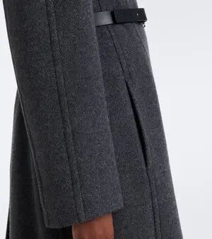 Sportmax Belted Herringbone Virgin Wool Coat