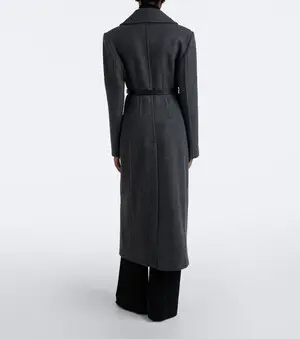Sportmax Belted Herringbone Virgin Wool Coat