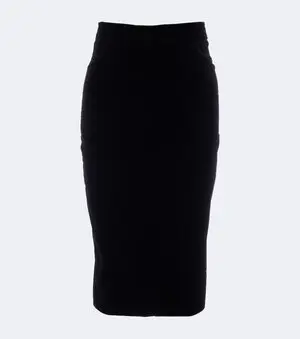Max Mara Elegante Cotton Velvet Pencil Skirt - Black
