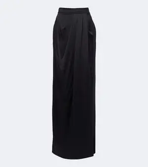 Max Mara Draped Silk Maxi Skirt - Black