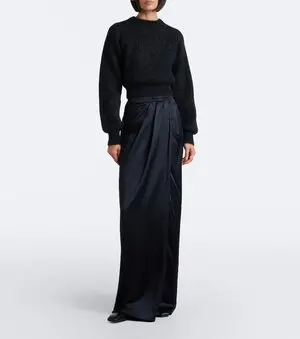 Max Mara Draped Silk Maxi Skirt