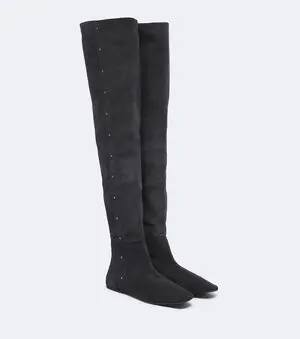 Max Mara Studded Suede Over-the-knee Boots - Grey