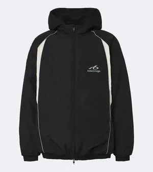 Balenciaga Logo Cotton Hoodie - Black