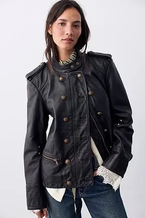 Free People We The Free Roxy Leather Band Jacket
