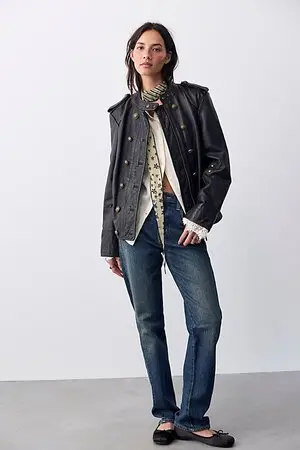 Free People We The Free Roxy Leather Band Jacket