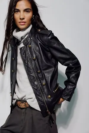 Free People We The Free Roxy Leather Band Jacket