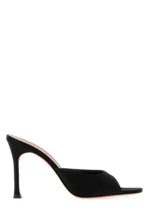 Amina Muaddi Satin Alexa Mules - Black