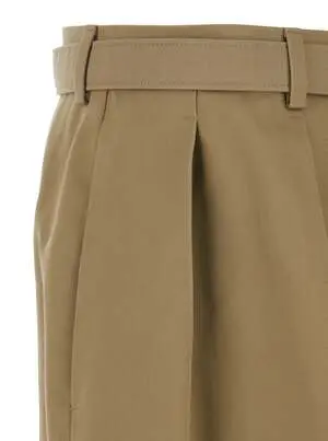 Saint Laurent Beige 'cotton' Trousers With Side Pockets And High Waist For - Multicolor