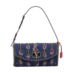 Valentino Garavani Floreal Embroidery Shoulder Bag - Blue