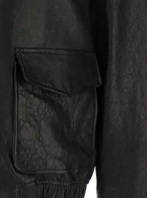 Saint Laurent Jacket 'classic Collar Jacket With Two Flap Pockets On The Front' Black Leather