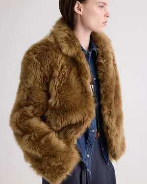 TWP Sylvia Jacket In Short-hair Lamb Shearling - Kangaroo