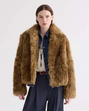 TWP Sylvia Jacket In Short-hair Lamb Shearling - Kangaroo