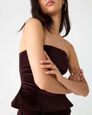 Steve Madden Dawnette Top Strapless Velvet Tops