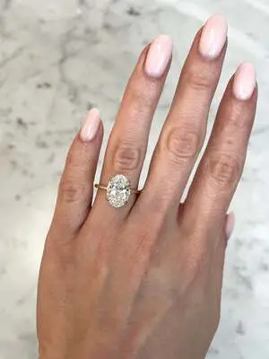 Ring Concierge 4.11 Ct. Lab Grown Oval Whisper Thin® Hidden Halo Engagement Ring