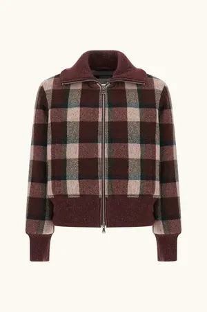 Paul & Shark Wool Bomber Jacket With Check Pattern - Bordeaux
