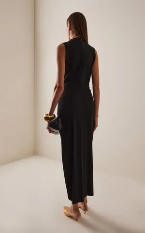 Lela Rose 3d Metallic Embroidered Satin Jersey Column Dress