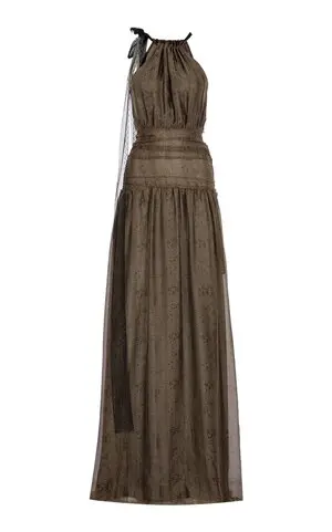 Zeynep Arçay Helen Snake-print Silk Maxi Dress - Brown