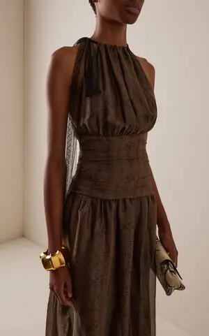 Zeynep Arçay Helen Snake-print Silk Maxi Dress