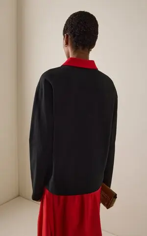 LII Contrast-collar Cotton Polo - Black