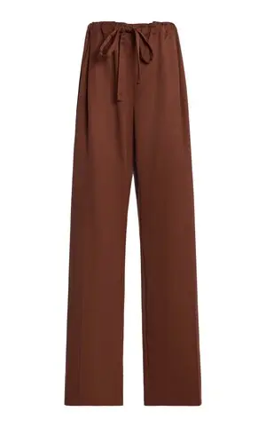 Another Tomorrow Drawcord Wool-blend Pants - Brown
