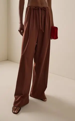 Another Tomorrow Drawcord Wool-blend Pants