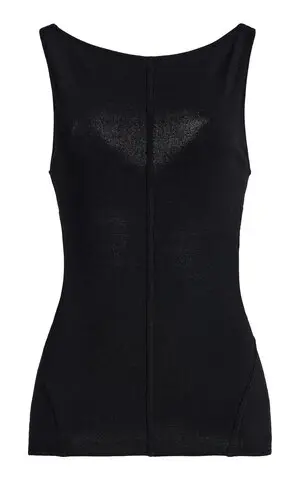 Another Tomorrow Cutout Tank Top - Black