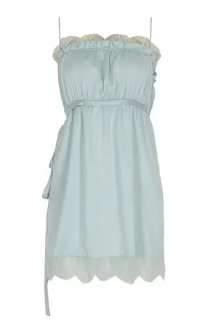 Zeynep Arçay Lace-trimmed Silk Mini Dress - Blue