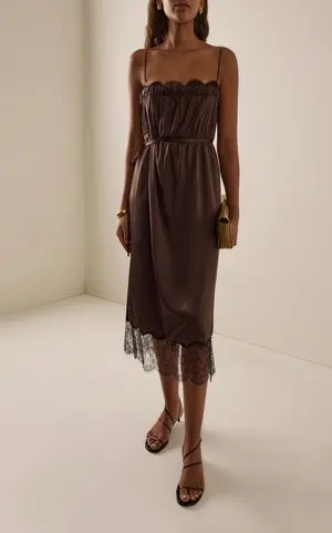 Zeynep Arçay Lace-trimmed Silk Midi Dress