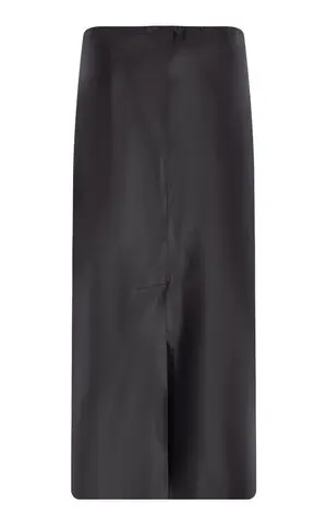 Zeynep Arçay Drawstring Leather Midi Skirt