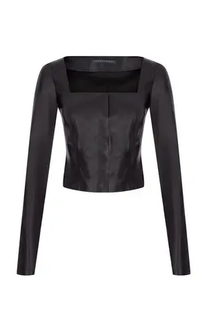 Zeynep Arçay Long-sleeve Leather Top