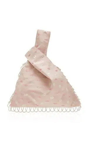 MÉLISSE Embroidered Silk Knot Bag - Pink