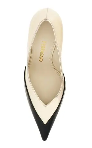 FERRAGAMO Yasminn Calfskin Leather Pumps - White