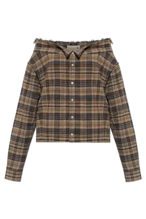 R13 Cotton Off-shoulder Shirt - Brown
