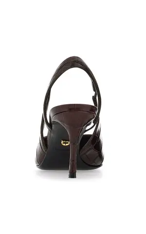FERRAGAMO Dafne Alligator-embossed Calfskin Leather Slingback Pumps - Brown