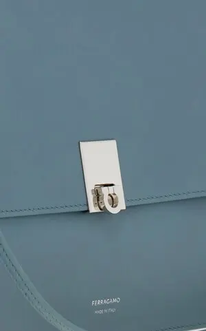 FERRAGAMO Cara Calfskin Leather Shoulder Bag - Blue