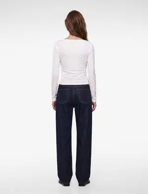Koton Draped Long Sleeve V-neck Top