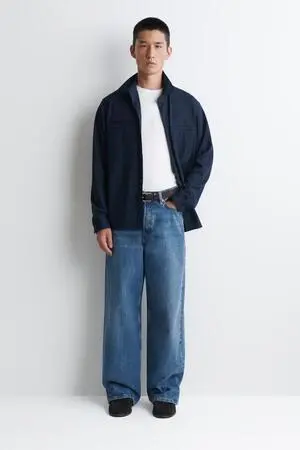 Cos Relaxed Jersey Overshirt - Navy