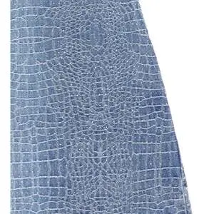 SELF-PORTRAIT Rhinestone Croc Effect Denim Mini Dress