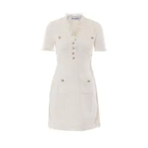 SELF-PORTRAIT Textured Knit Mini Dress - White