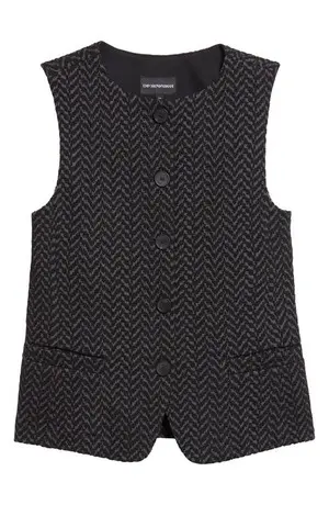 Emporio Armani Chevron Jersey Vest - Solid Black