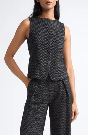 Emporio Armani Chevron Jersey Vest - Solid Black