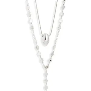 OPEN EDIT Set Of 2 Orb & Y-necklaces - Silver