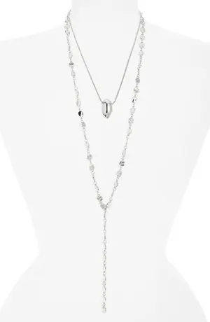 OPEN EDIT Set Of 2 Orb & Y-necklaces - Silver