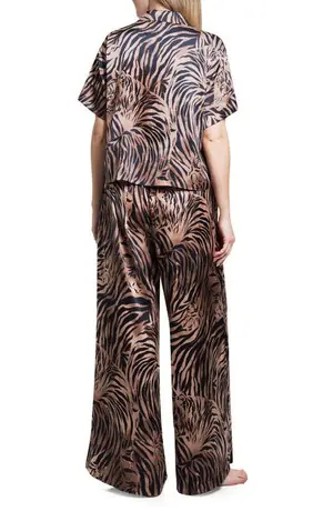 MIDNIGHT BAKERY Tiger Print Satin Pajamas