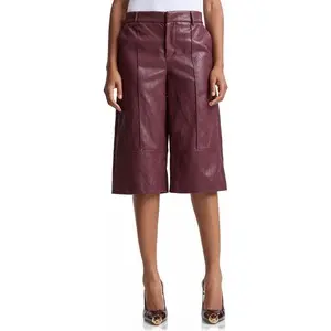 Avec Les Filles Pintuck Faux Leather Trouser Shorts - Wine